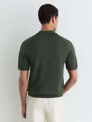 REISS Drayton Merino Wool Button-through Shirt - Dark Green
