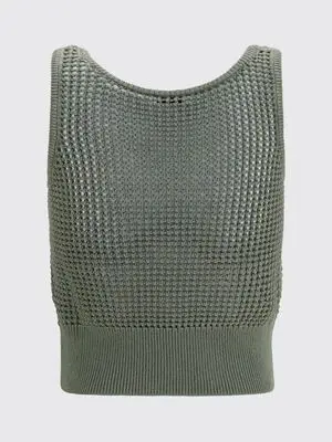 Brunello Cucinelli Sleeveless U-neck Openwork Knit Top - Mint