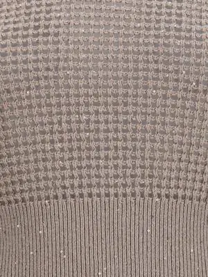Brunello Cucinelli Sleeveless U-neck Openwork Knit Top - Sand