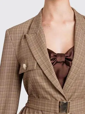 TWINSET Tailored Checkered Blazer With Belt