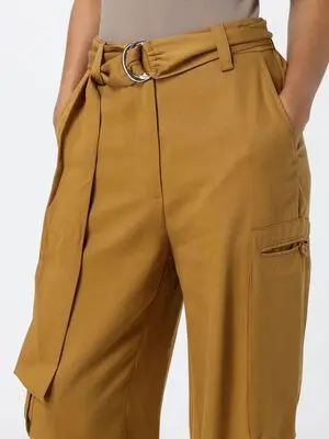 TWINSET Lyocell Belted Cargo Trousers