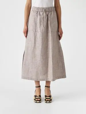 Max Mara Striped Linen Cotton Midi Skirt