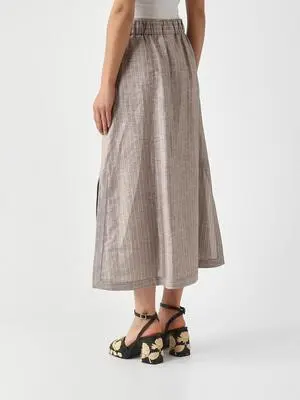 Max Mara Striped Linen Cotton Midi Skirt