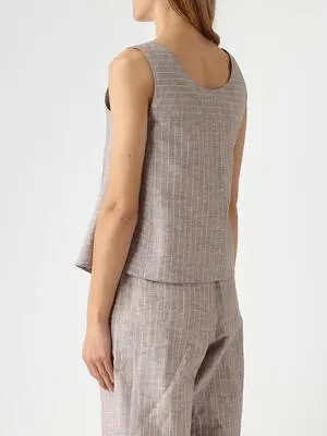 Max Mara Pinstriped Linen And Cotton Top
