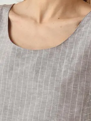 Max Mara Pinstriped Linen And Cotton Top