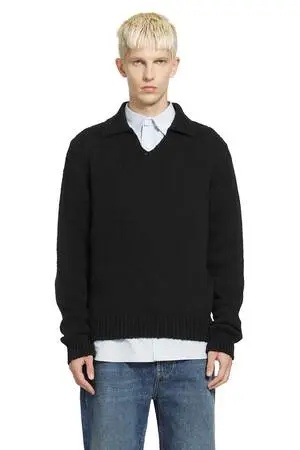 THE ROW Keegan Cotton And Linen Blend V-neck Knit Top