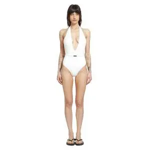 Gucci Jersey Bodysuit With Metal Tag - White