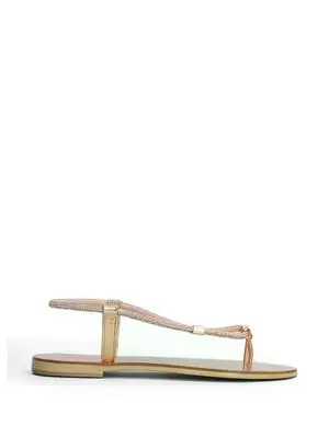 NICOLAS LAINAS Crystal-embellished Metallic Sandals