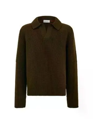 FERRAGAMO Knitted Virgin Wool Sweater With Polo Collar