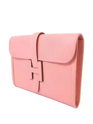 Hermès Jige Elan Leather Clutch Bag - Pink