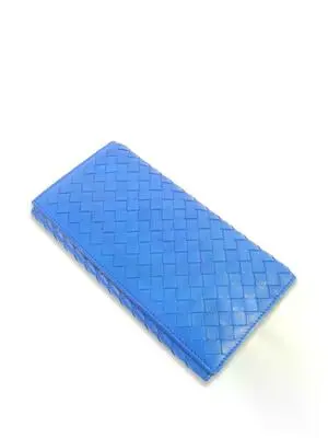 Bottega Veneta Intrecciato Leather Long Wallet - Blue