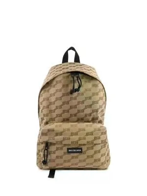 Balenciaga Logo Monogram Canvas Backpack
