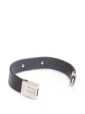 Saint Laurent Leather Logo Plaque Bracelet