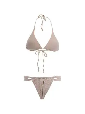 MC2 SAINT BARTH Lace Overlay Triangle Bikini - Neutrals