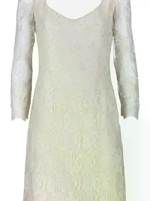 Vintage Floral Lace Sweetheart Neck Long Sleeve Dress