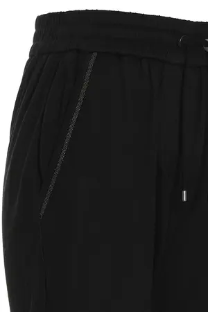Brunello Cucinelli Drawstring Tapered Sweatpants With Monili Chain Detail - Black