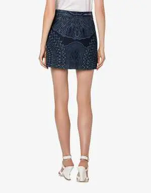 Alberta Ferretti Jacquard Denim Mini Skirt