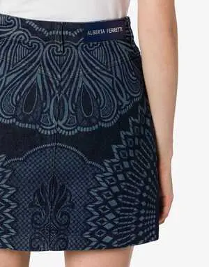 Alberta Ferretti Jacquard Denim Mini Skirt