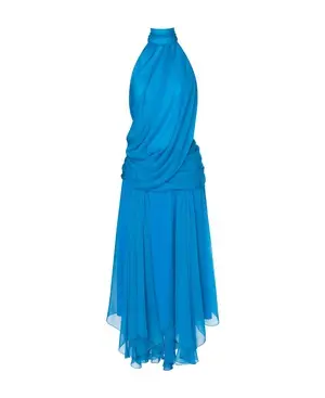 Alberta Ferretti Draped Halterneck Midi Dress