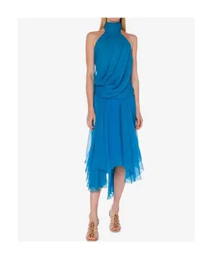 Alberta Ferretti Draped Halterneck Midi Dress