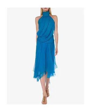 Alberta Ferretti Draped Halterneck Midi Dress