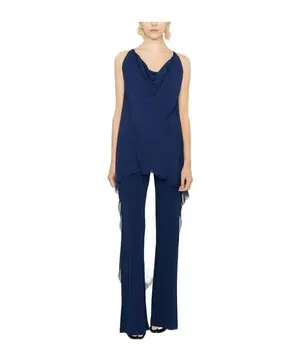 Alberta Ferretti Sleeveless Draped Overlay Jumpsuit