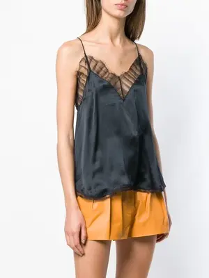 IRO PARIS Berwyn Silk Halter Vest With Lace Detail - No