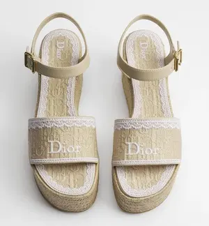 Dior Dentelle Wedge Sandal - Nude