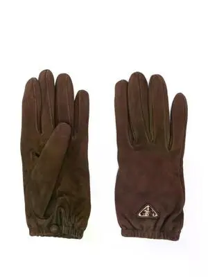 Prada Suede Gloves With Triangle Logo
