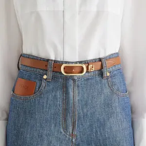Fendi Skinny Belt With Oval Buckle And Ff Logo