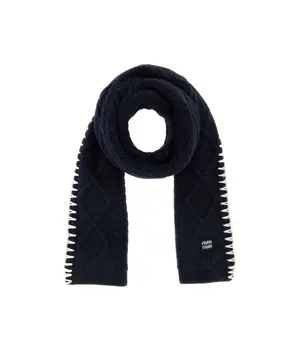 Miu Miu Miu Miu Maglia Aran Scarf Navy Blue
