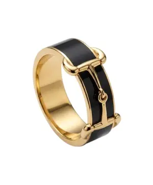 Gucci Horsebit Enamel Ring - Black