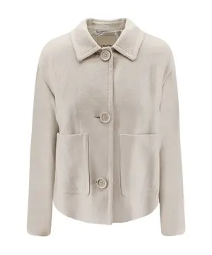 Max Mara Collared Long-sleeved Casual Jacket - Nude
