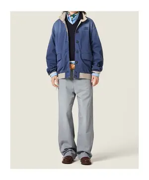 Miu Miu Washed Twill Blouson Jacket - Blue Limestone