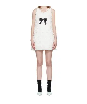 SHUSHU/TONG Ruffle-detail Bow-embellished Dress - White
