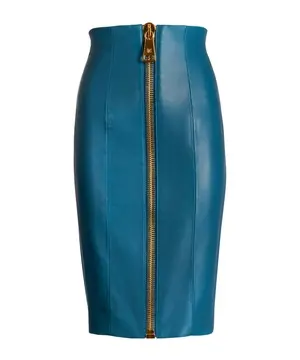 Balmain Zipped Lambskin Pencil Skirt