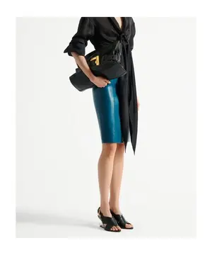 Balmain Zipped Lambskin Pencil Skirt