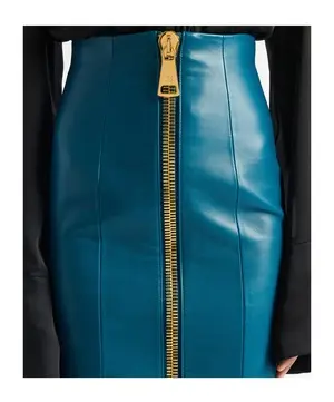 Balmain Zipped Lambskin Pencil Skirt
