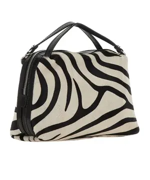 GIANNI CHIARINI Alifa Handbag Zebra Print Glossy Leather Trim