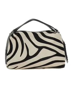 GIANNI CHIARINI Alifa Handbag Zebra Print Glossy Leather Trim