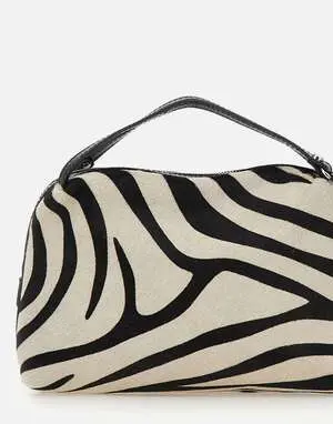 GIANNI CHIARINI Alifa Handbag Zebra Print Glossy Leather Trim
