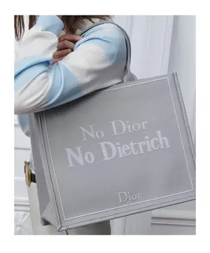 Dior Medium Book Tote With Strap - Gray