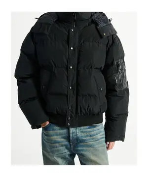 Balmain Padded Nylon And Leather Jacket