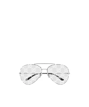 Gucci Aviator Sunglasses With Monogram Print - Silver