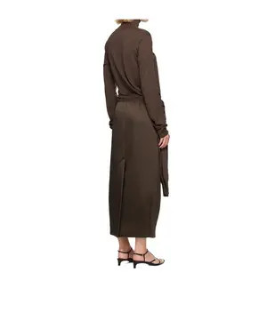 RÓHE High Neck Ribbed Knit Turtleneck Sweater With Integrated Tie Detail