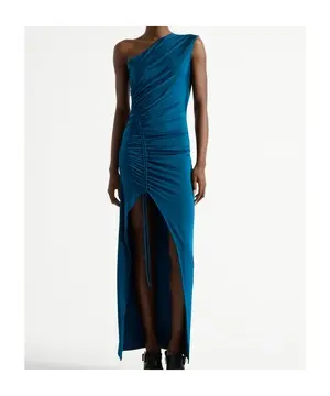 Balmain Long Draped Jersey Dress