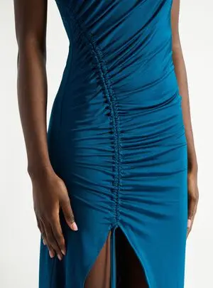 Balmain Long Draped Jersey Dress