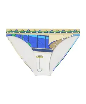 Tory Burch Printed Bikini Bottoms - Pool Blue