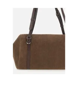 GIANNI CHIARINI Terry Ribbed Suede Shoulder Bag