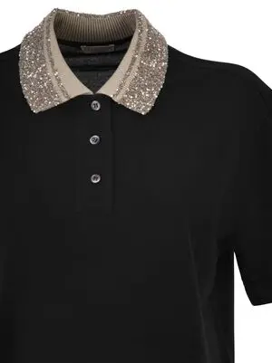 Brunello Cucinelli Sequined Collar Polo Shirt